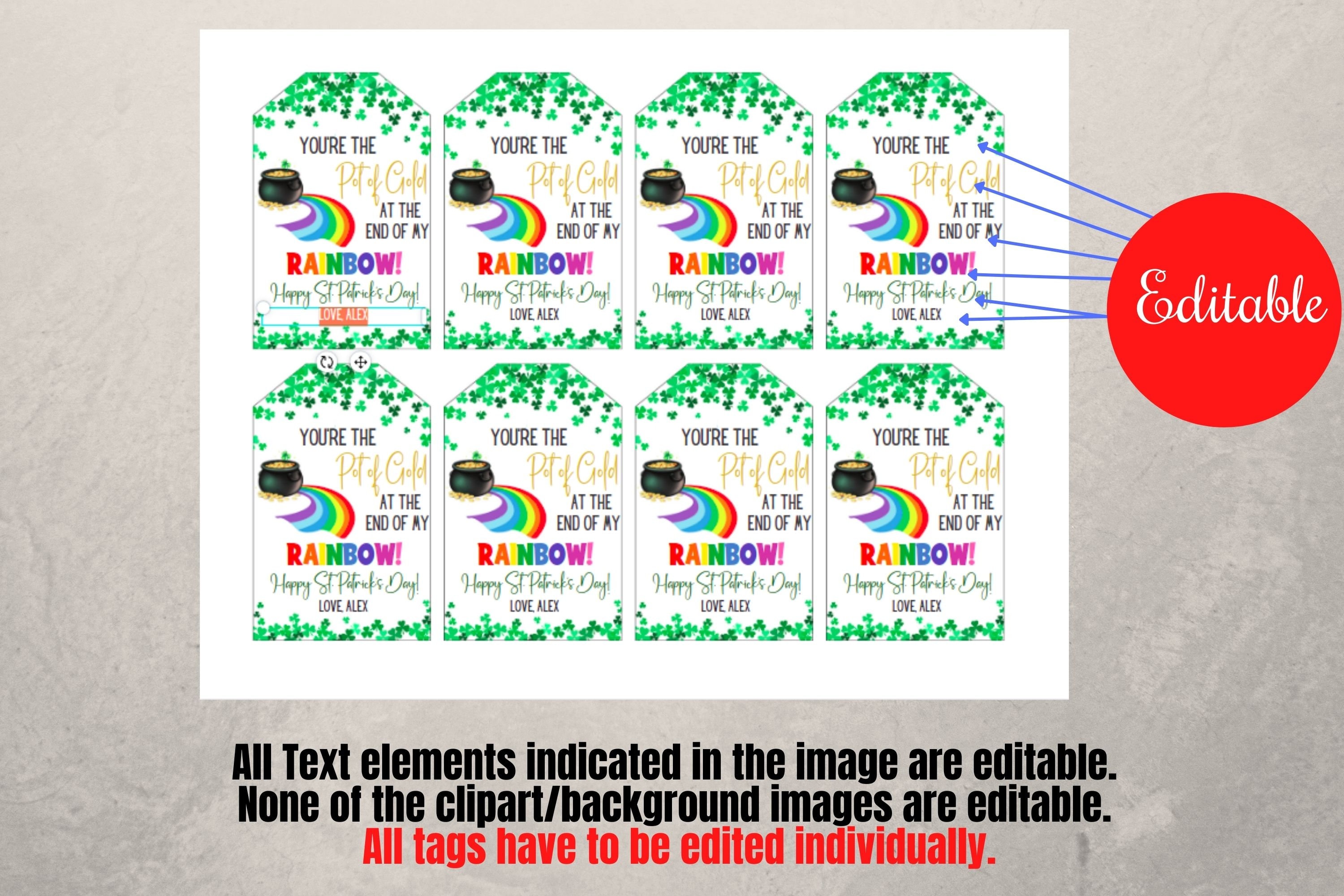 Editable St. Patricks Day Pot of Gold Gift Tagsyou Are the - Etsy UK