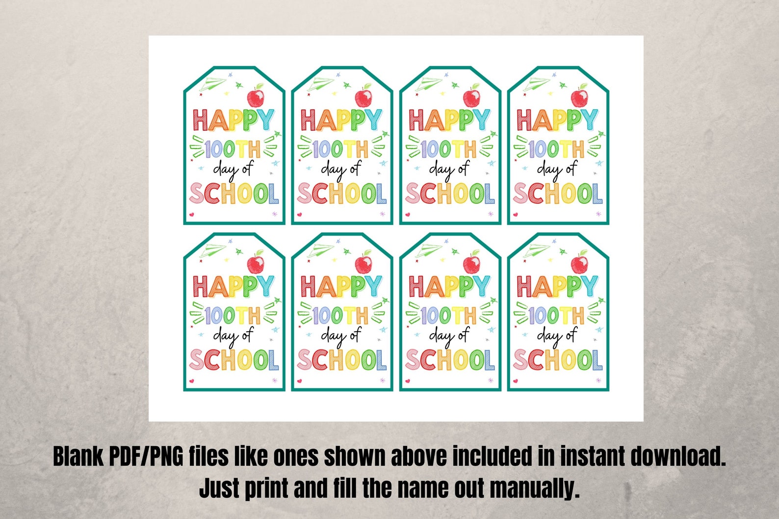 Happy 100th Day of School Gift Tags for Students Teachers | Etsy