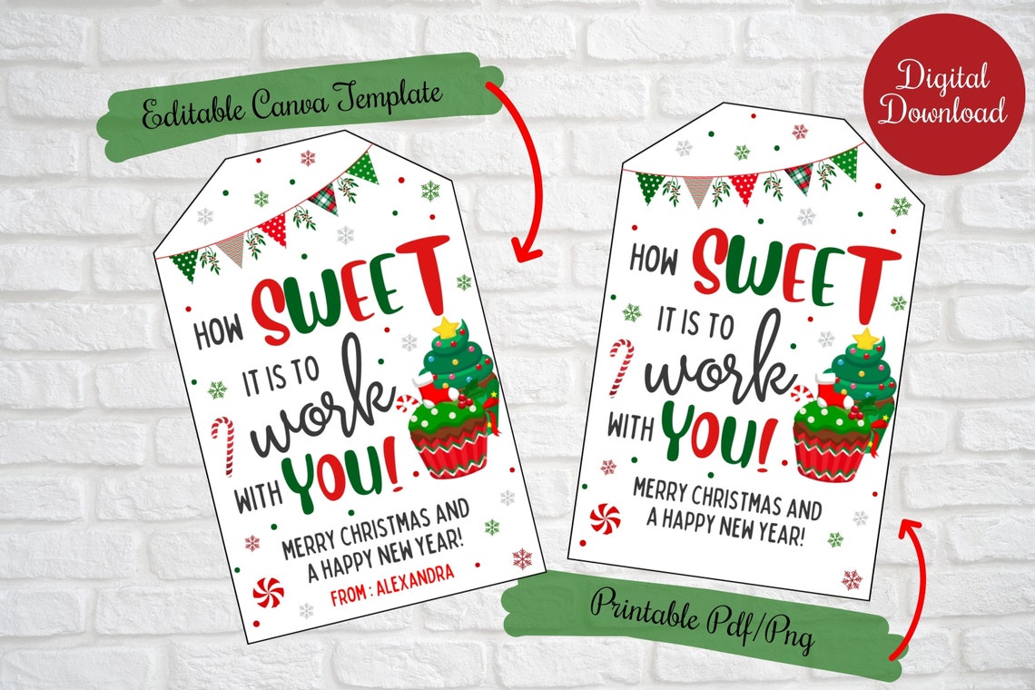 Christmas Gift Treat Tags for Co-workers How Sweet It is to - Etsy