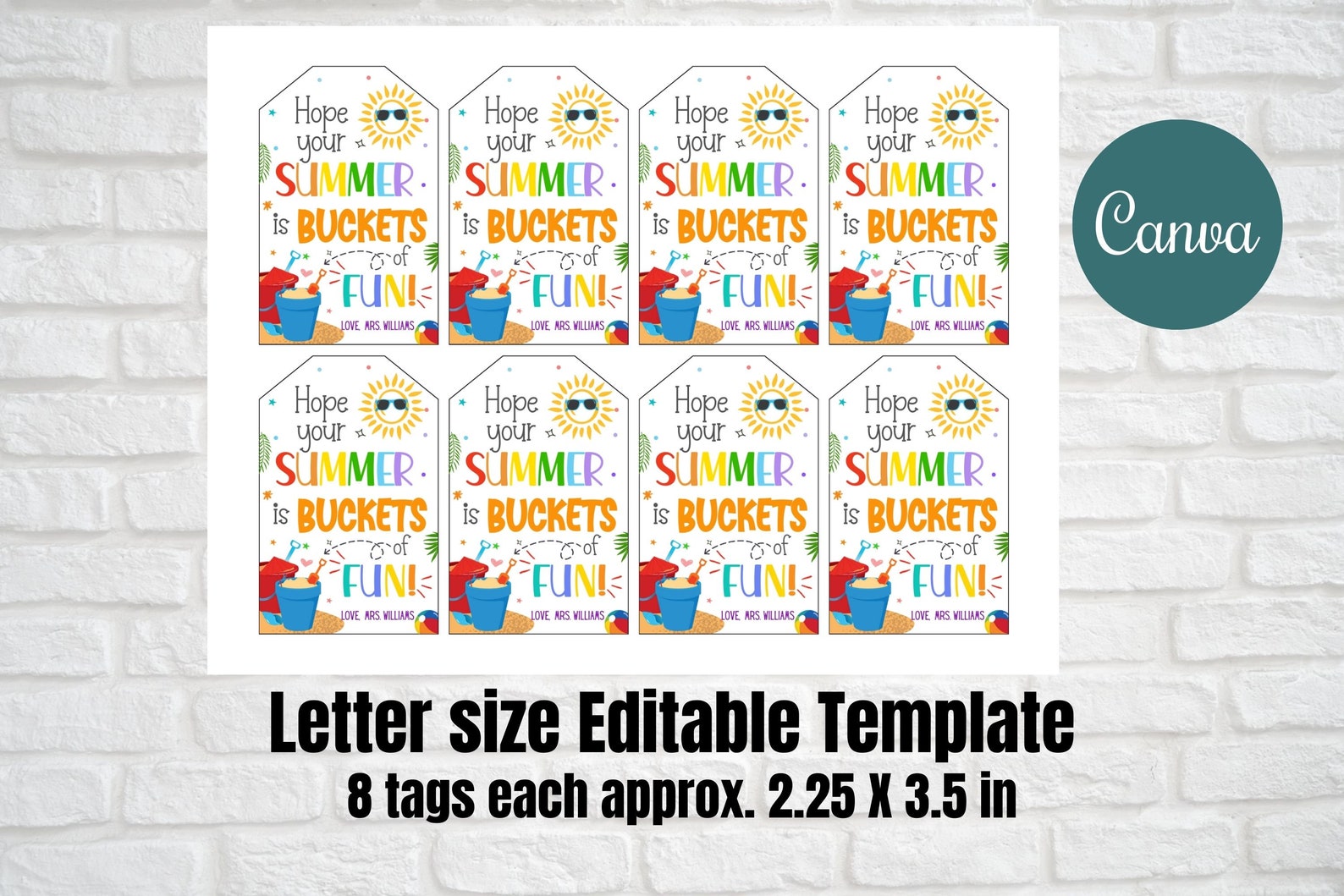 Summer Bucket Printable Gift Tags, End of Year Gift Tags for Class,hope ...