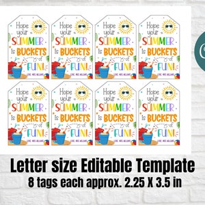 Summer Bucket Printable Gift Tags, End of Year Gift Tags for Class,hope ...