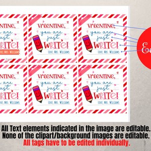 Valentine You Are Just Write Printable Tag for Valentine Pencil, Pen ...