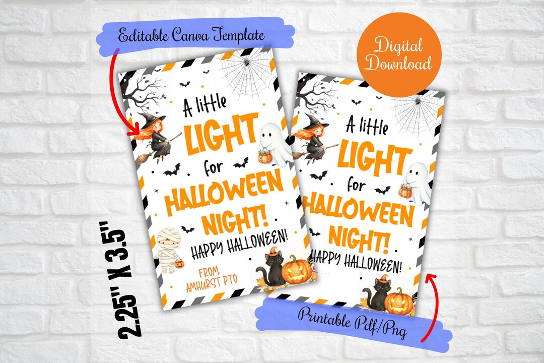 A Little Light for Halloween Night,glow Stick Gift Tags ,school, Class ...