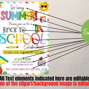 EDITABLE so Long Summer, Back to School Party Invite Evite ,kids Summer ...