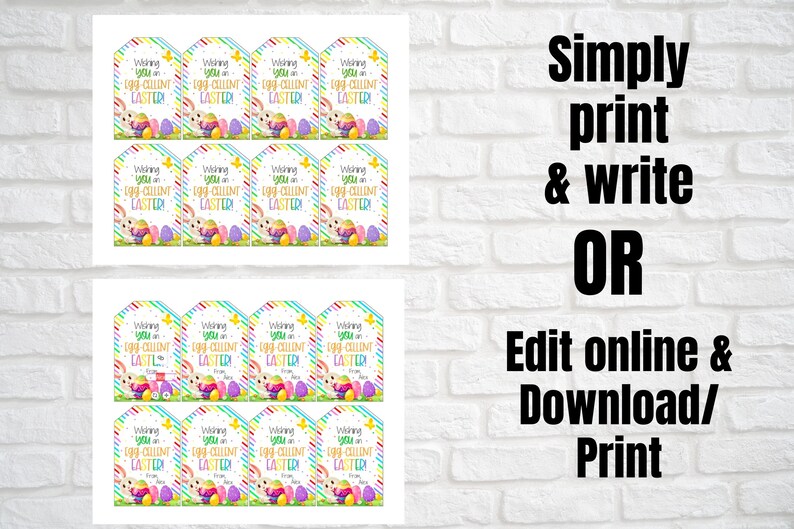 Wishing You an Eggcellent Easter Easter Eggs Treat Tag for - Etsy