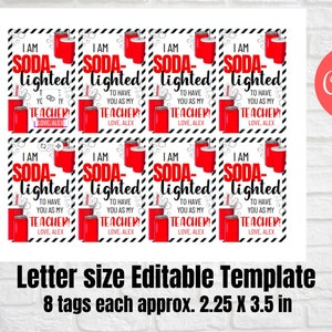 Back to School Soda Gift Tags, First Day of School Gift Tags Teacher,i ...