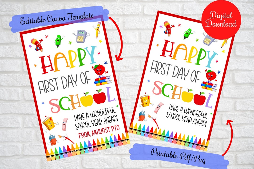 Happy First Day of School Gift Tags for Students, Teachers, Back to ...