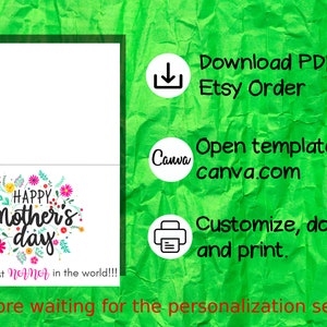Happy Mothers Day Card With Floral Design, Editable in Canva Template ...