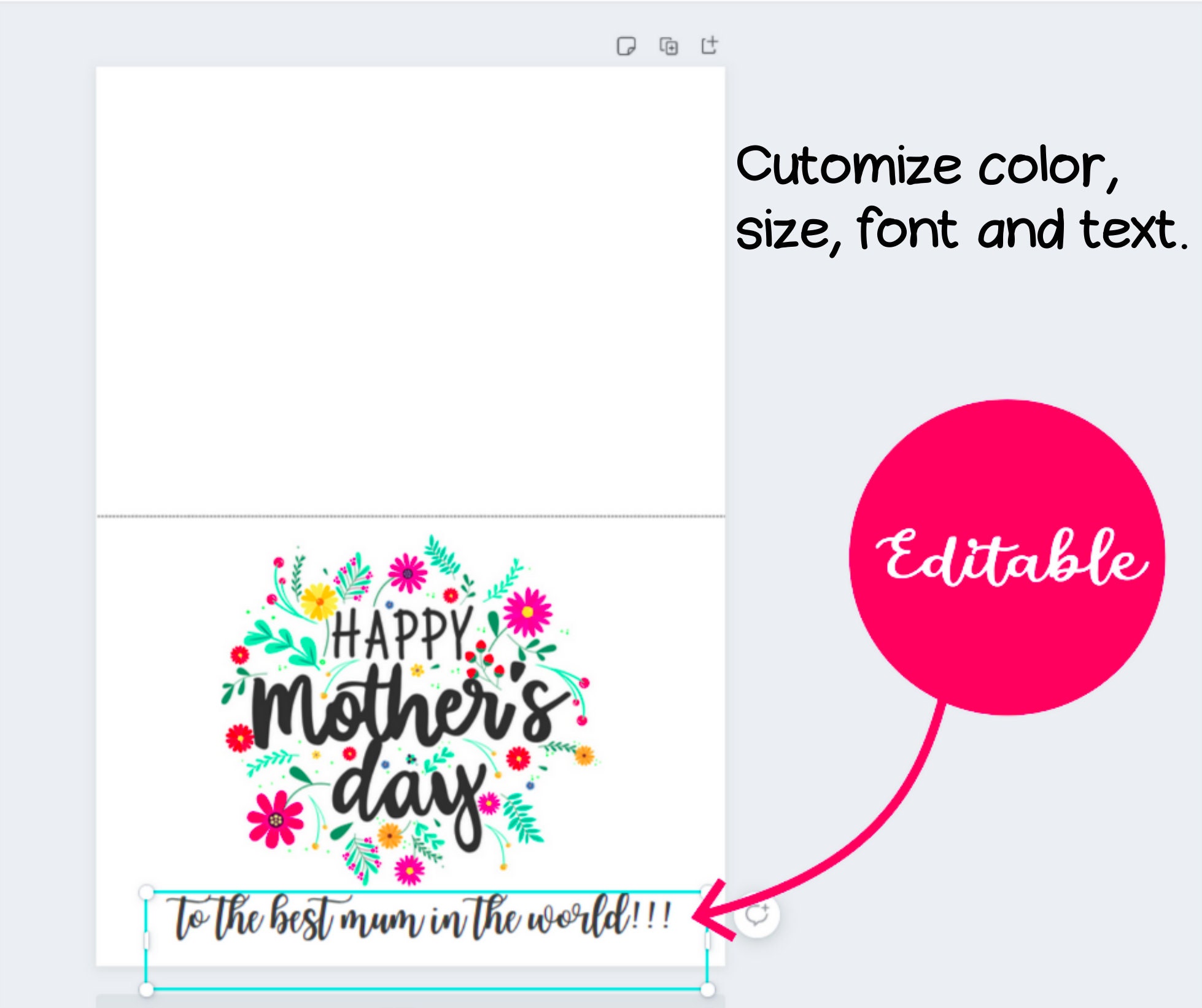 Happy Mothers Day Card With Floral Design, Editable in Canva Template ...