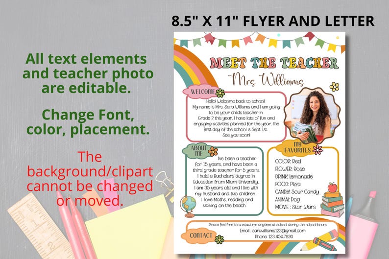 Retro Groovy Meet the Teacher Template Flyer, Printable Parent ...