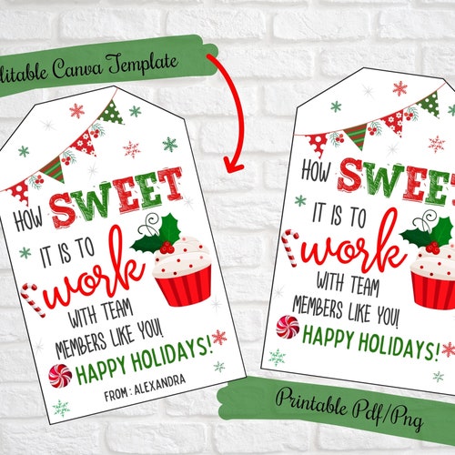 How Sweet It is to Work With You christmas Gift Treat Tags | Etsy
