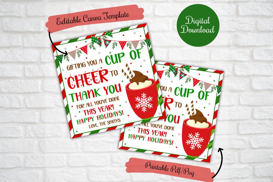 Here's a Cup of Cheer to Thank You Hot Cocoa Hit Gift Tags , Hot ...