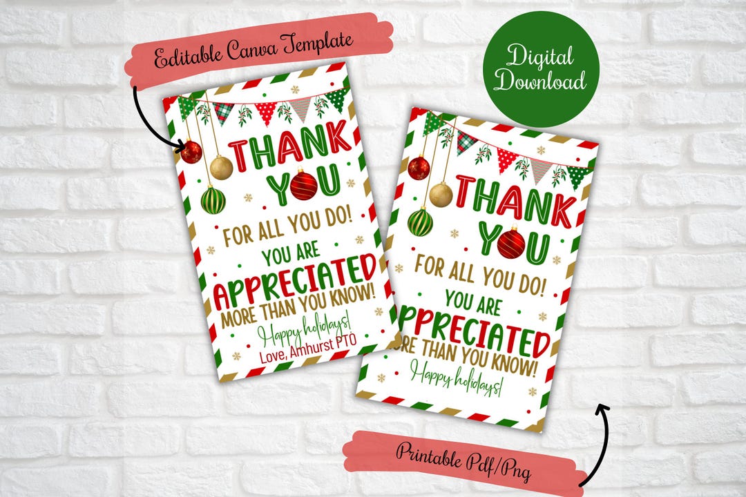 Thank You for All You Do Gift Tags , Christmas Gift Tags, Teacher ...