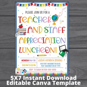 EDITABLE Teacher Appreciation Luncheon Invite Evite ,teacher Staff ...