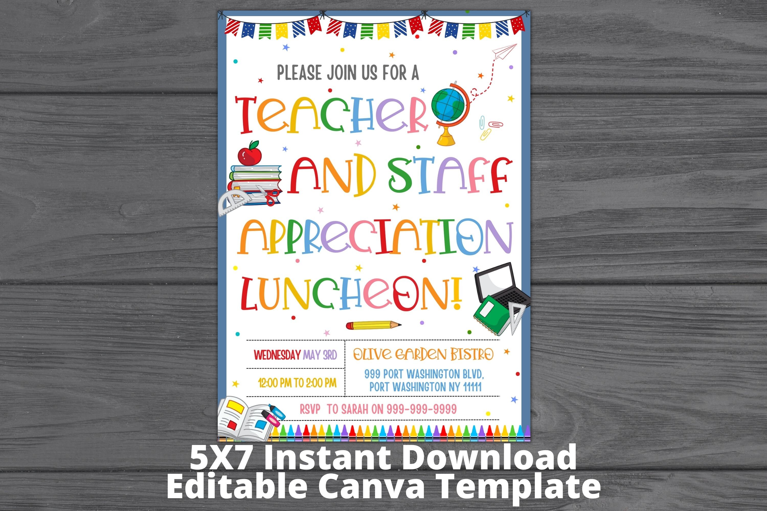 EDITABLE Teacher Appreciation Luncheon Invite Evite ,teacher Staff ...