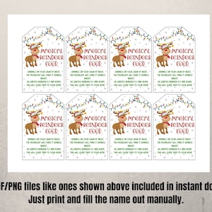 Magical Reindeer Food Printable Tags With Poem, Editable Reindeer Food ...
