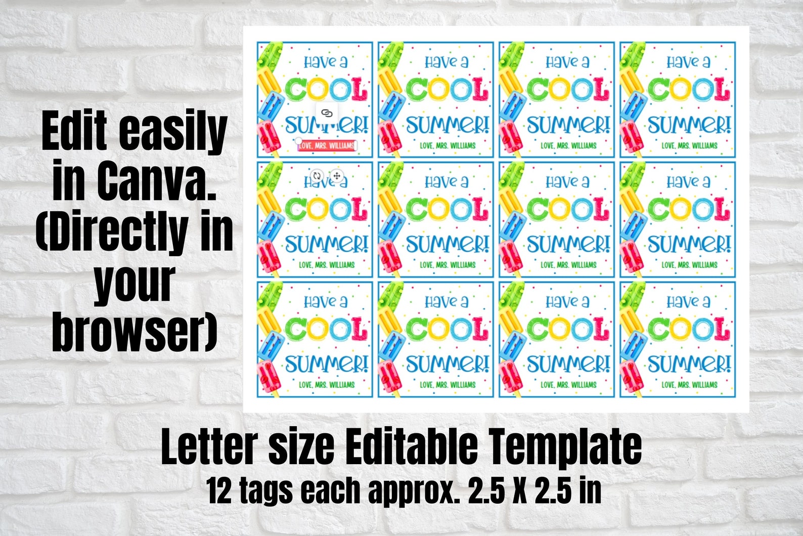 Have a Cool Summer Freezer Pop Gift Tag, Class School End of Year Gift ...