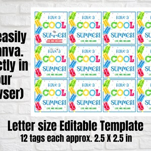 Have a Cool Summer Freezer Pop Gift Tag, Class School End of Year Gift ...