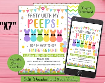 Customizable Easter Egg Hunt Invitation Editable Easter Invitation ...