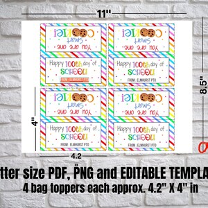 100th Day Cookie Treat Bag Toppers for Students You Are One | Etsy