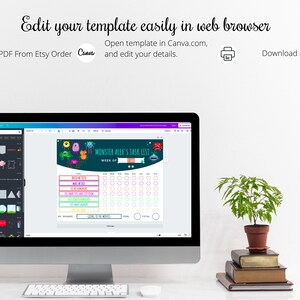 Cute Monster Themed Responsibility Chore Chart for Kids in Editable ...