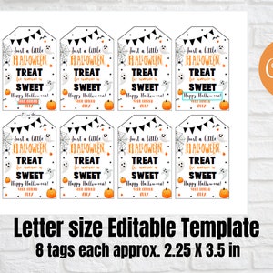 Just a Little Halloween Treat for Someone so Sweet Gift Tags, Treat Bag ...