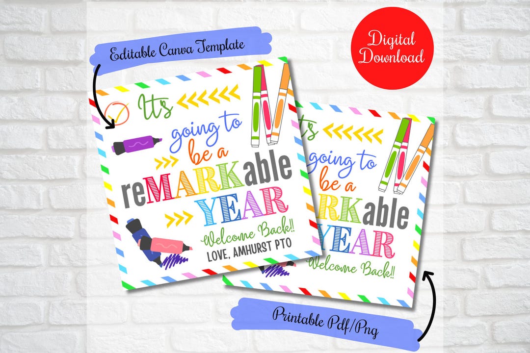 First Day of School Marker Gift Tags, Back to School Permanent Marker ...