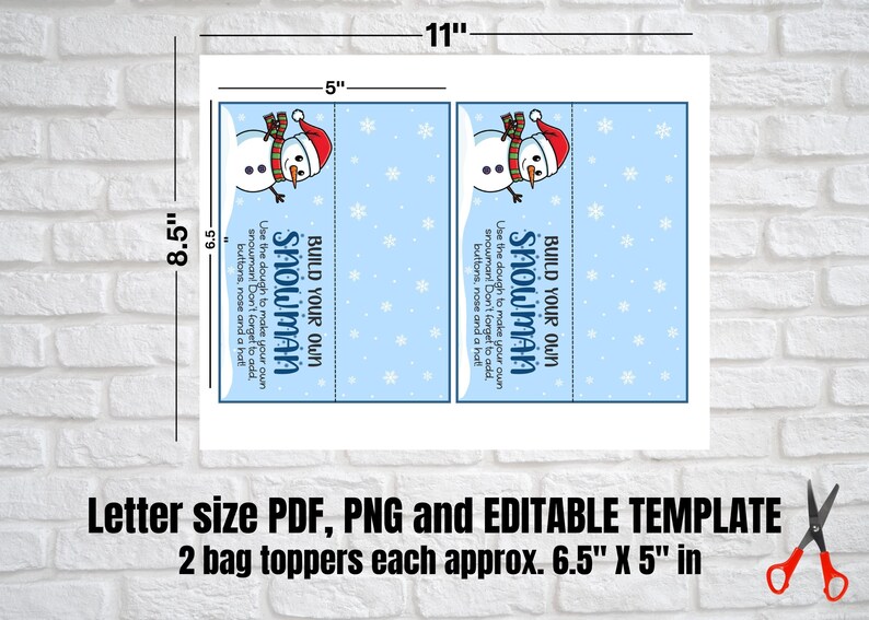 Build Your Own Snowman Treat Bag Toppers,editable Christmas Fold Over ...