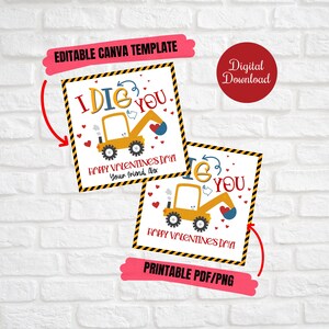 I Dig You Valentine Gift Tags, Printable Editable Valentine ...