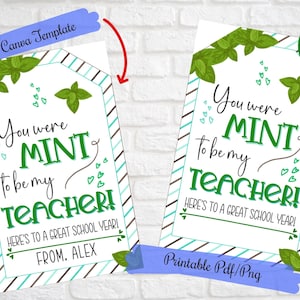 Mint Back to School Gift Tags for Teachers, You Were Mint to Be My ...