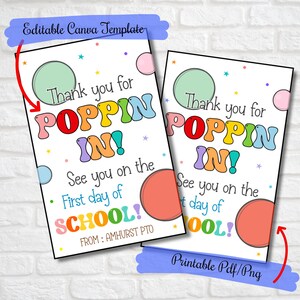 Lollipop Back to School Gift Tag, Thank You for Poppin In, See You on ...