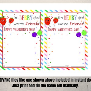 Printable Valentine Cards for Fruit Snacks ,i'm Berry Glad We're ...