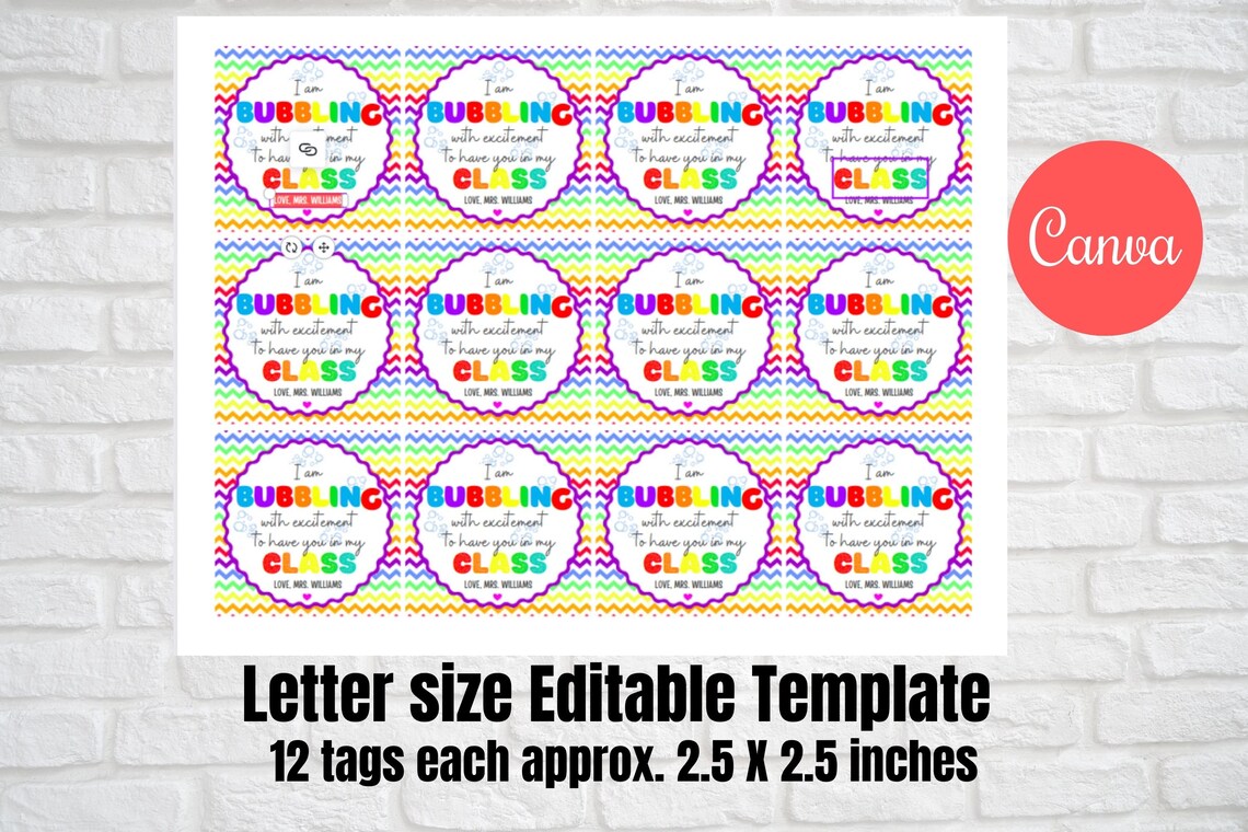 First Day of School Bubbles Gift Tags, I Am Bubbling With Excitement to ...