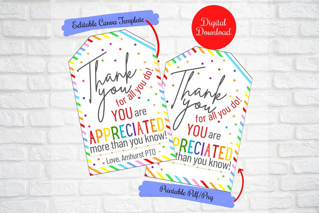 Thank You Gift Tags for Teacher Appreciation Week Teacher Busdriver ...