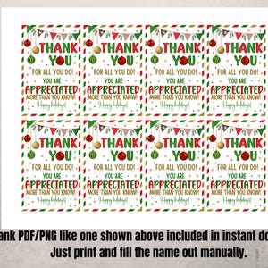 Thank You for All You Do Gift Tags , Christmas Gift Tags, Teacher ...