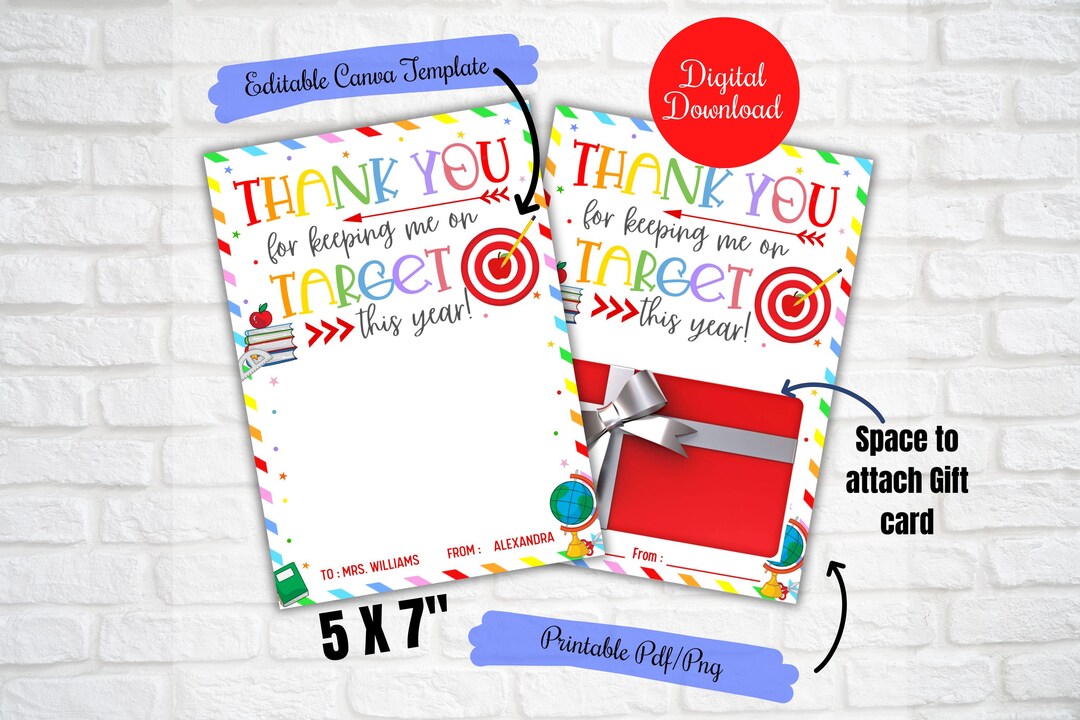Thanks for Keeping Me on Target This Year, Gift Card Holder for Teacher ...