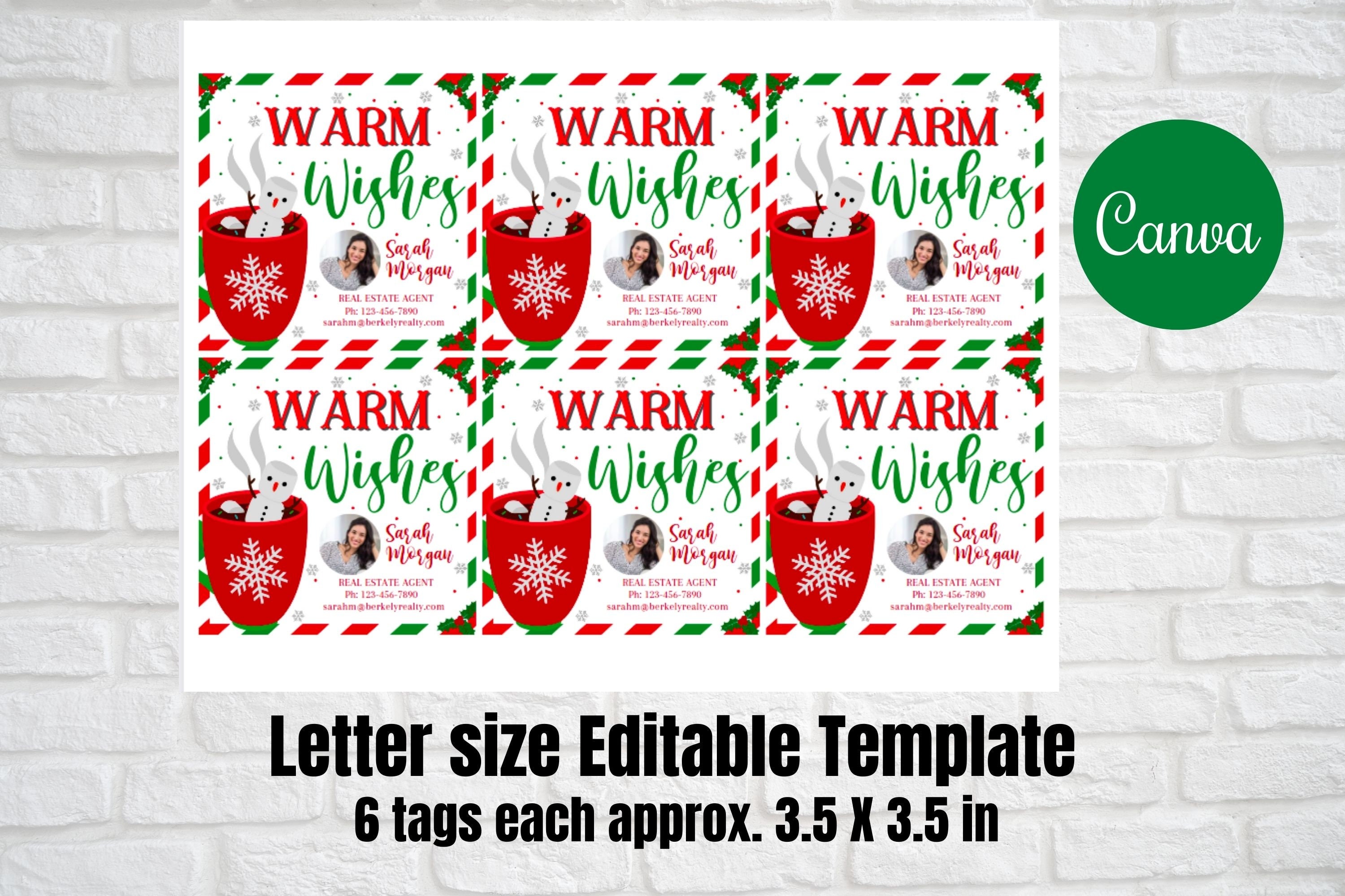 Realtor Hot Chocolate Gift Tag for Clients, Warm Wishes Realtor ...
