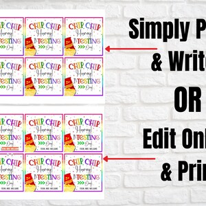 Chip Chip Hooray It's Testing Day Gift Tags, Standardized Tests ...