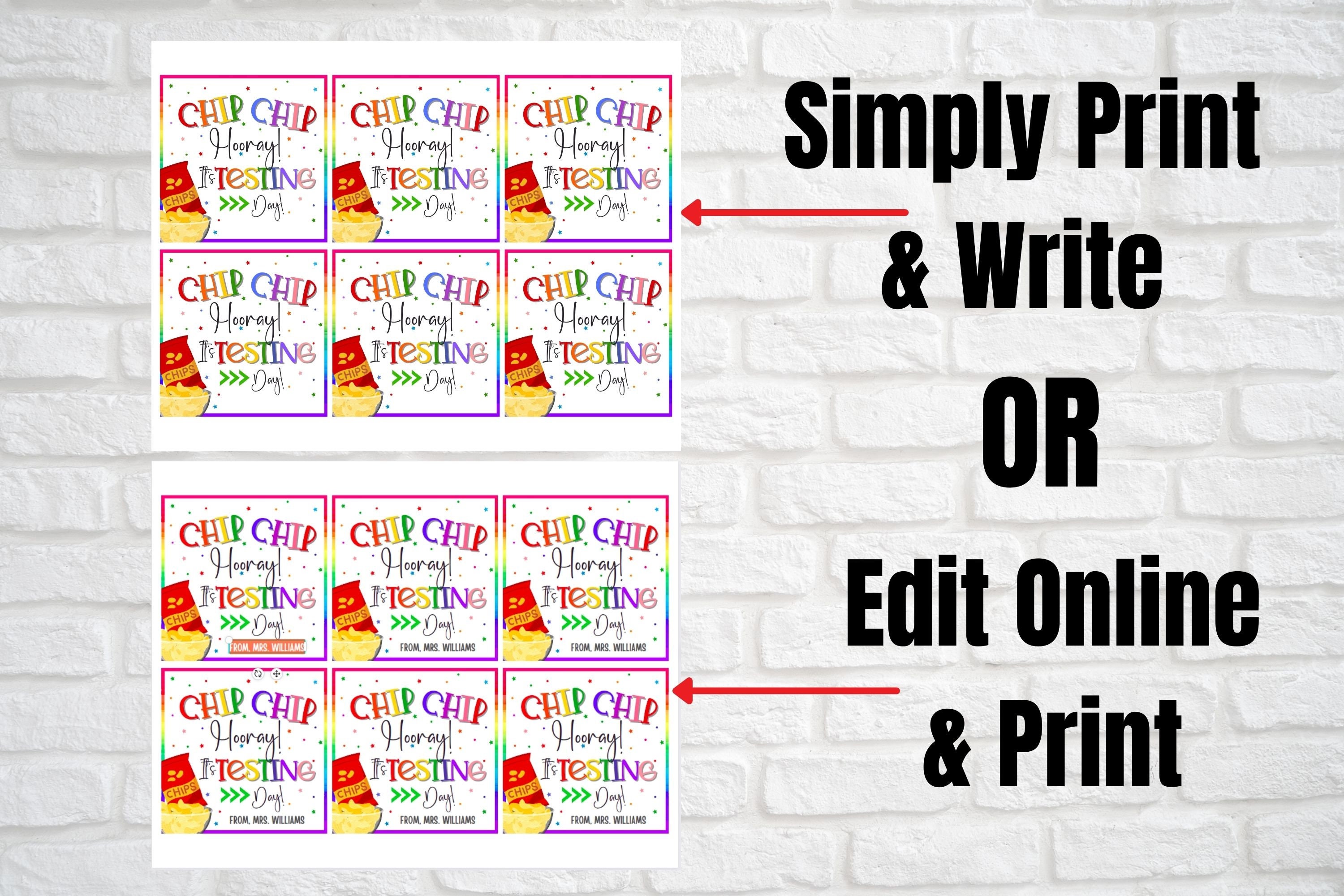 Chip Chip Hooray It's Testing Day Gift Tags Standardized | Etsy