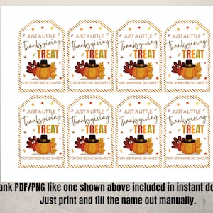 Thanksgiving Gift Treat Tags, Just a Little Thanksgving Treat Tags for ...