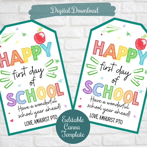 EDITABLE Back to School Gift Tags Printable First Day of - Etsy