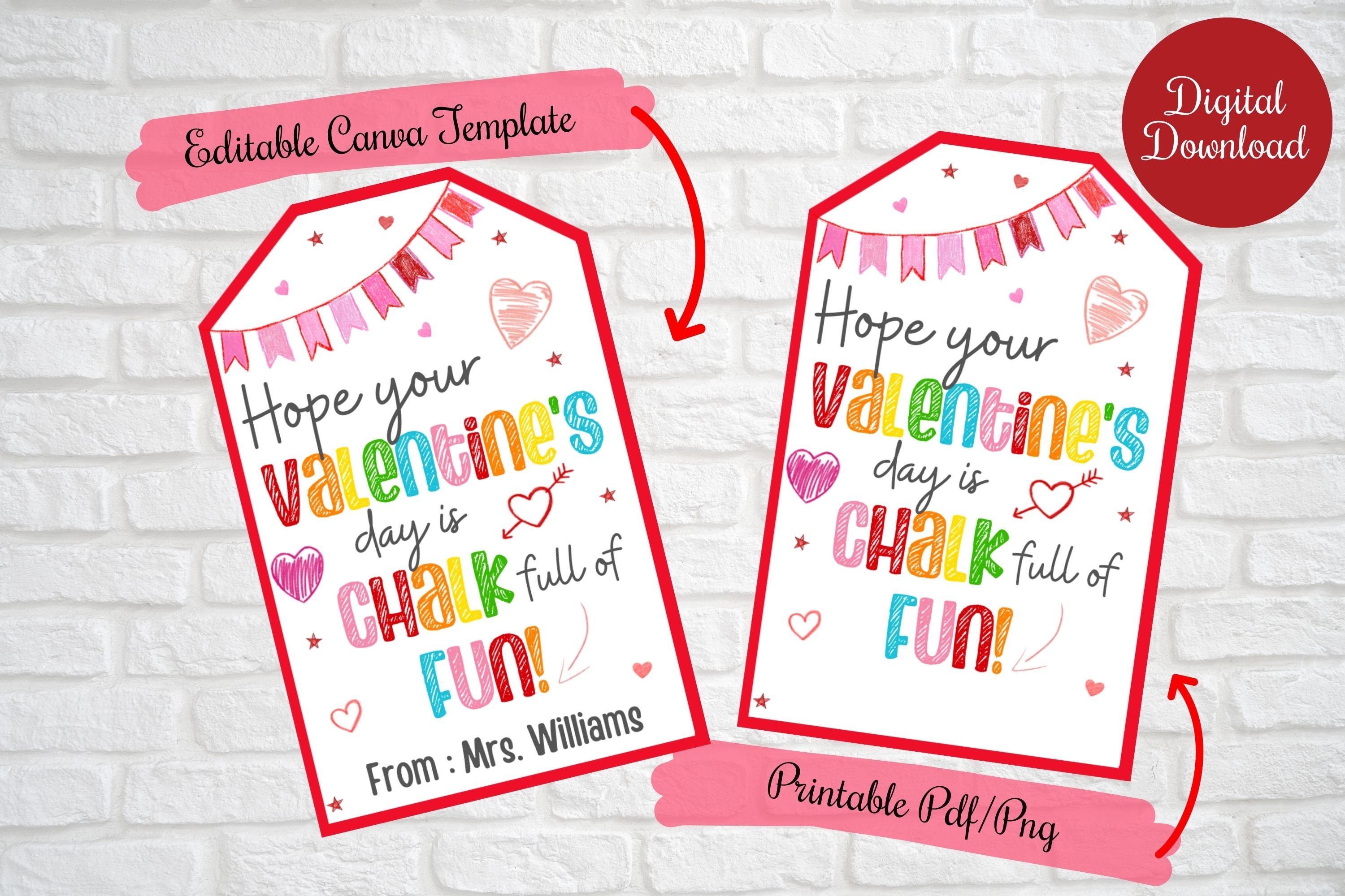Printable Class Valentine Gift Tags for Chalk Hope You - Etsy