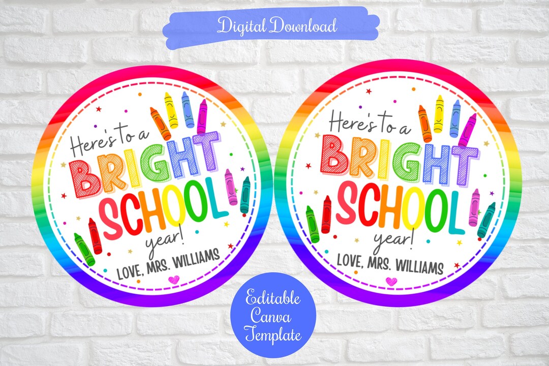 First Day of School Crayons Gift Tags Here's to a Bright - Etsy