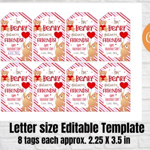 Valentine Teddy Bear Gift Tag, Gummy Candy Tags,i'm Beary Glad We're ...