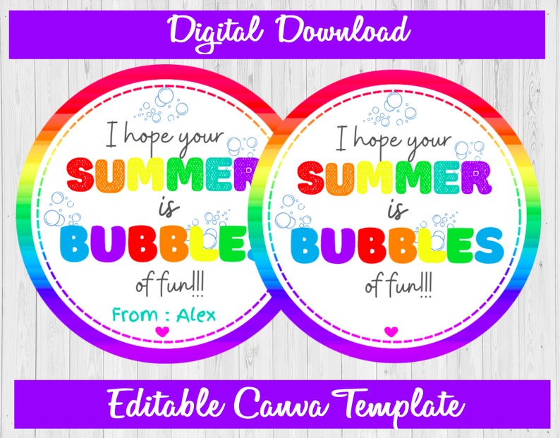 End of Year Class Bubbles Gift Tags Hope Your Summer is - Etsy