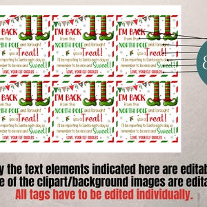 Elf Arrival Gift Tags, I'm Back From the North Pole, Elf is Back Gift ...