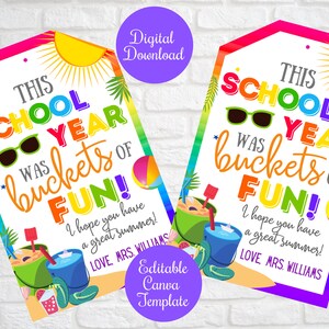 Buckets of Fun Gift Tags End of Year Gift Tags for Class End | Etsy