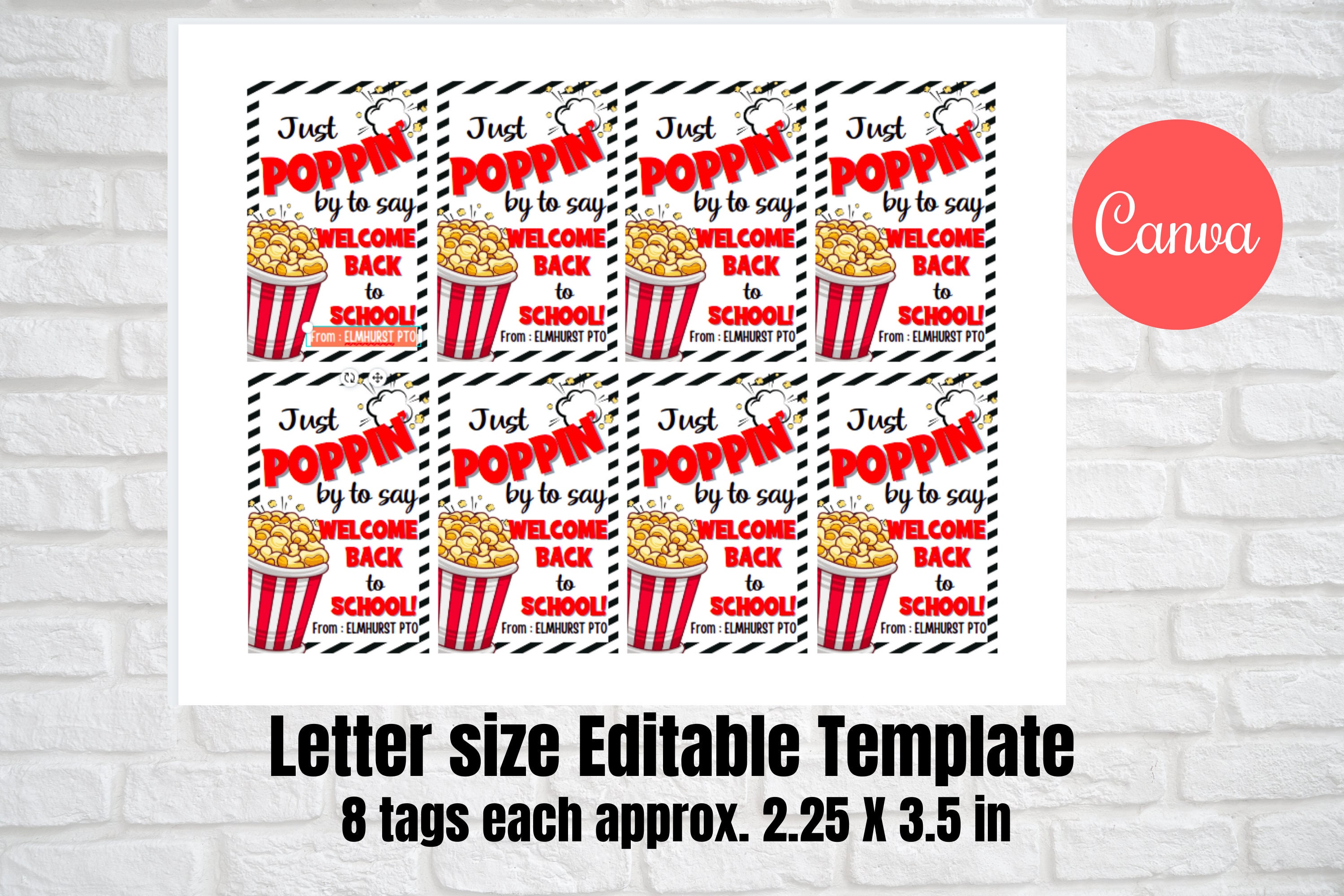 Back to School Popcorn Gift Tags Just Poppin by to Say | Etsy