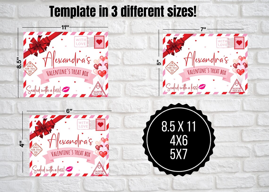 EDITABLE Valentine Treat Box Label ,personalized Valentine Gift Box ...