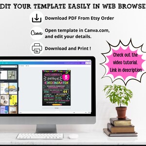 Chalkboard First Day Of School Sign printable Editable Canva | Etsy